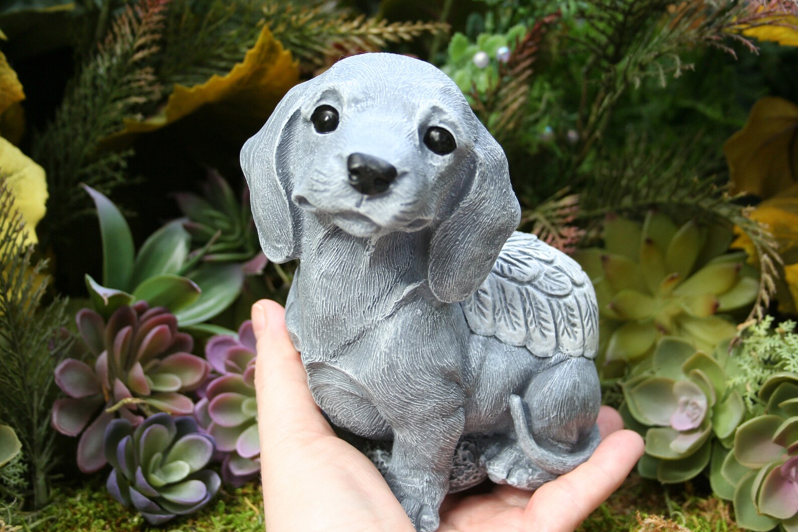Dachshund Angel Dog Statue Short Hair Dachshund Statue Made - Etsy