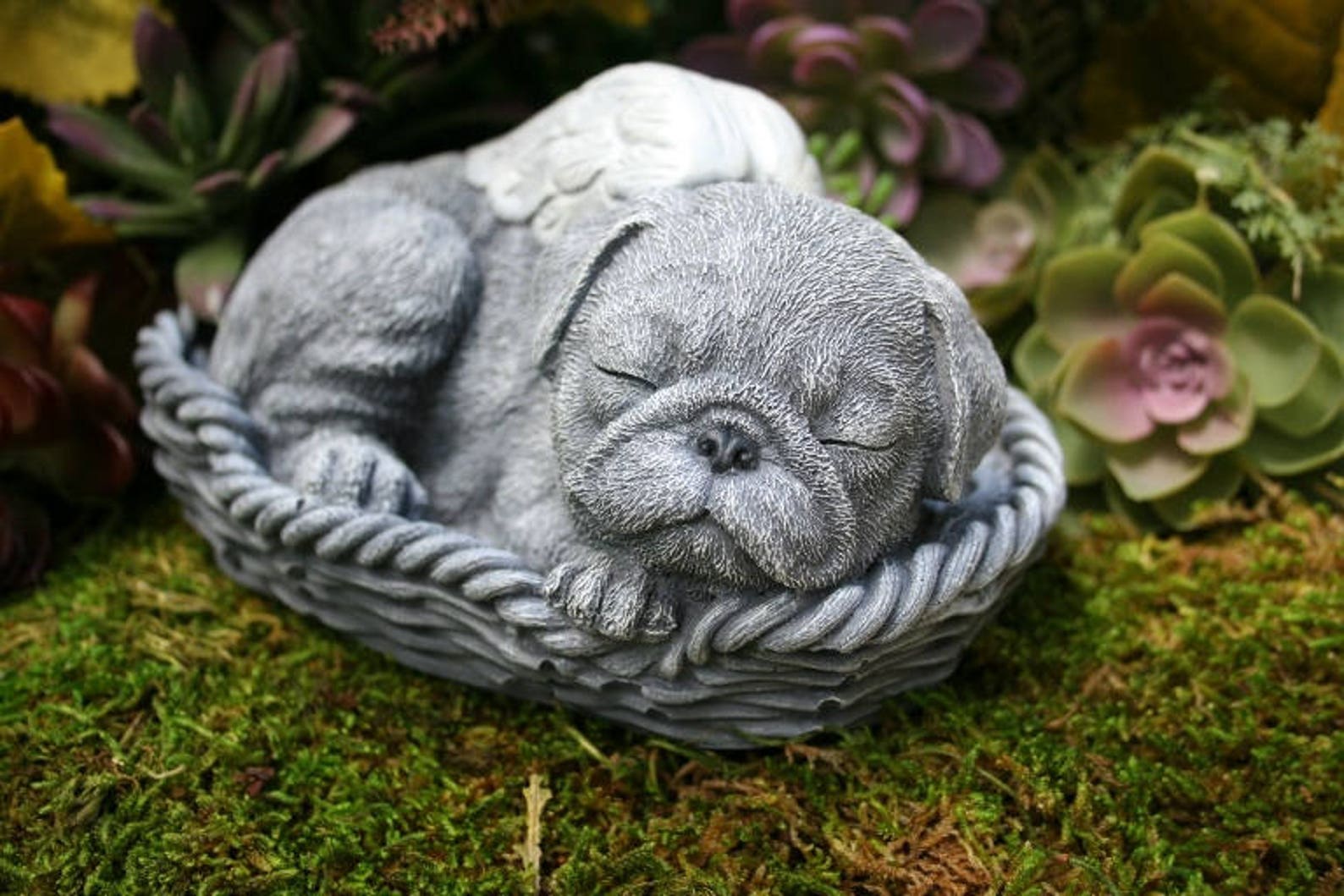 Angel Pug Statue Pet Memorial Dog Garden Sculpture | Etsy