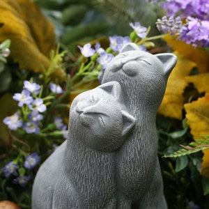 Cat Statue Concrete Cat Couple A Purrrfect Pair of Cats Outdoor Garden ...