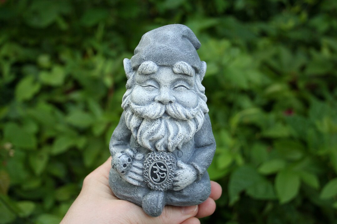 Meditating Garden Gnome Statue - Concrete Yoga Gnome - Zen Gnome ...