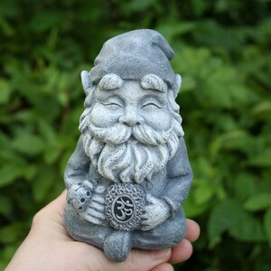 Meditating Garden Gnome Statue - Concrete Yoga Gnome - Zen Gnome ...