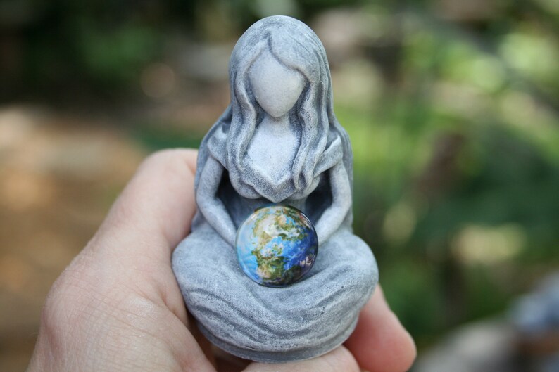 Earth Goddess Statue Gaia Statue Unique Mini Mother Earth - Etsy