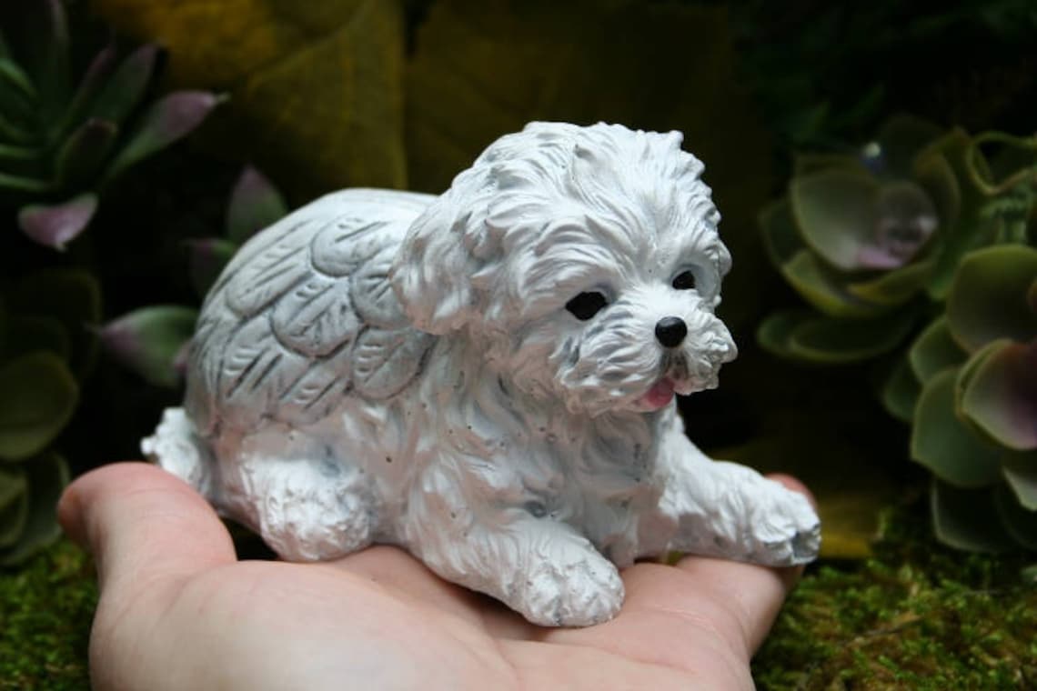 Maltese Dog Angel Statue Maltese Memorial Concrete Statue | Etsy