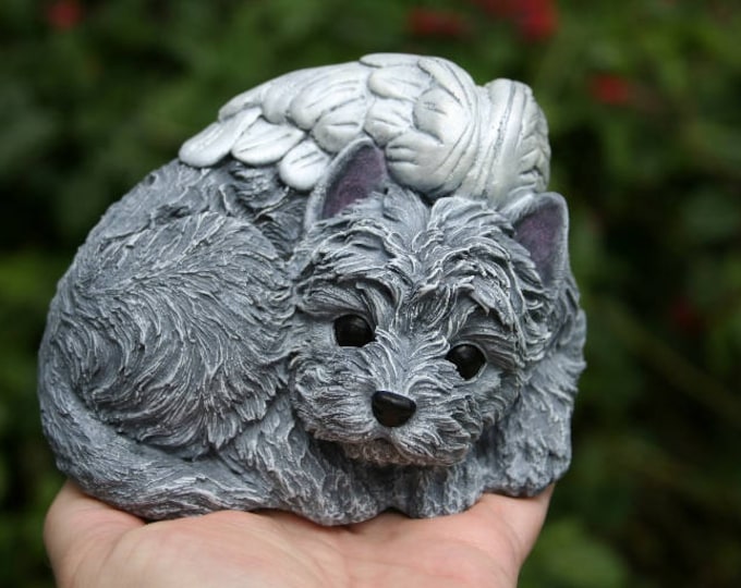 Terrier Angel Dog Statue You Choose Eyes Open or Closed West | Etsy