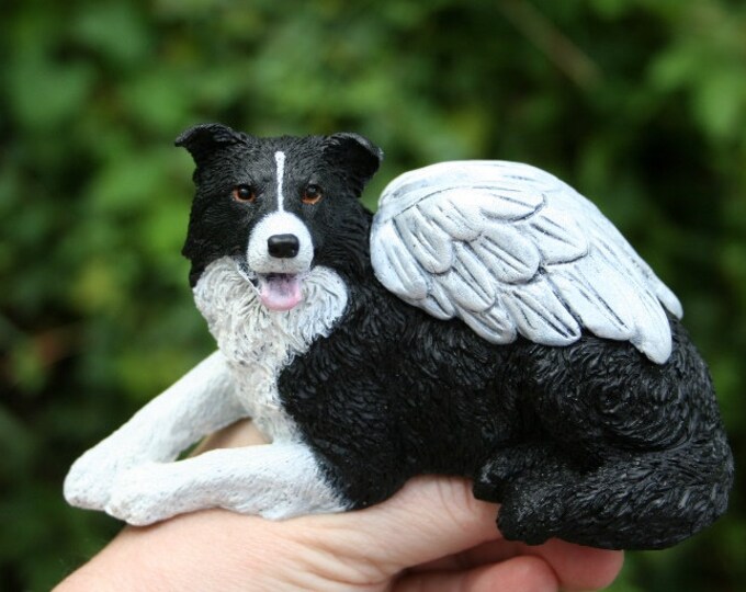 Border Collie Angel Statue Concrete Dog Memorial Border - Etsy