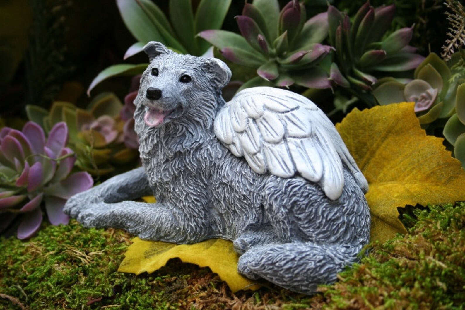 Border Collie Angel Statue - Concrete Dog Memorial - Border Collie Art ...