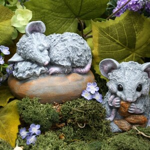 Sweet Lil' Mouse Statue Mouse Eating Peanuts Concrete Garden Statue or ...