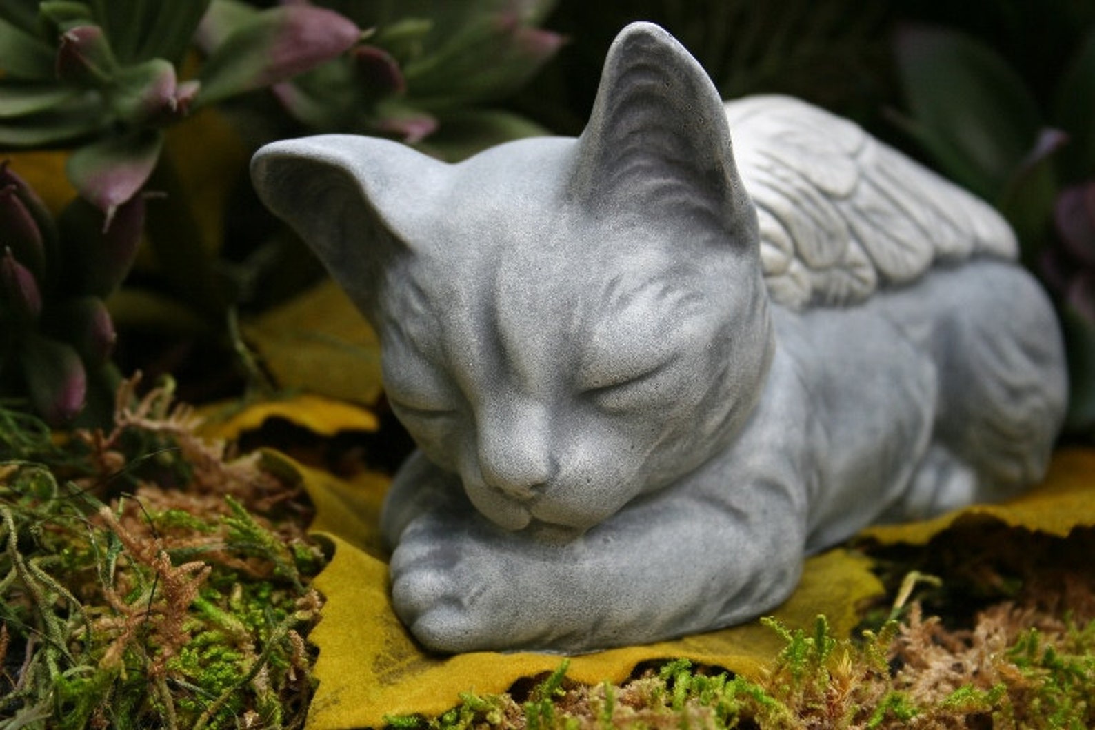 Cat Angel Statue Pet Memorial Sleeping Cat Sculpture - Etsy
