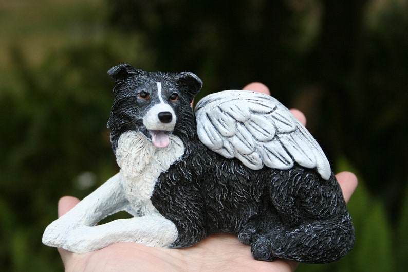 Border Collie Angel Statue Concrete Dog Memorial Border - Etsy