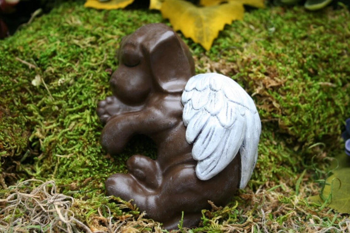 Dog Angel Statue / Chocolate Lab Concrete Statue Labrador - Etsy