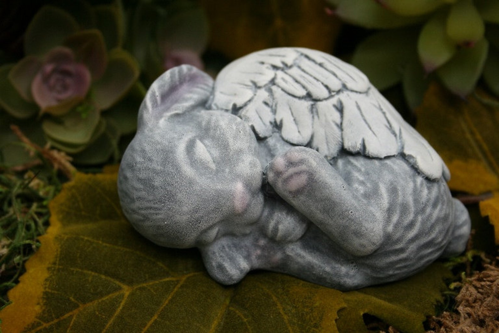 Angel Bunny Statue Rabbit Angel Memorial Concrete Garden - Etsy
