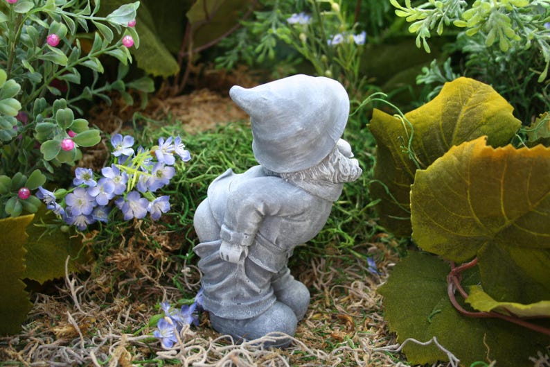 Mooning Gnome Statue - Funny Rude Garden Gnome - Concrete Garden Gnome ...