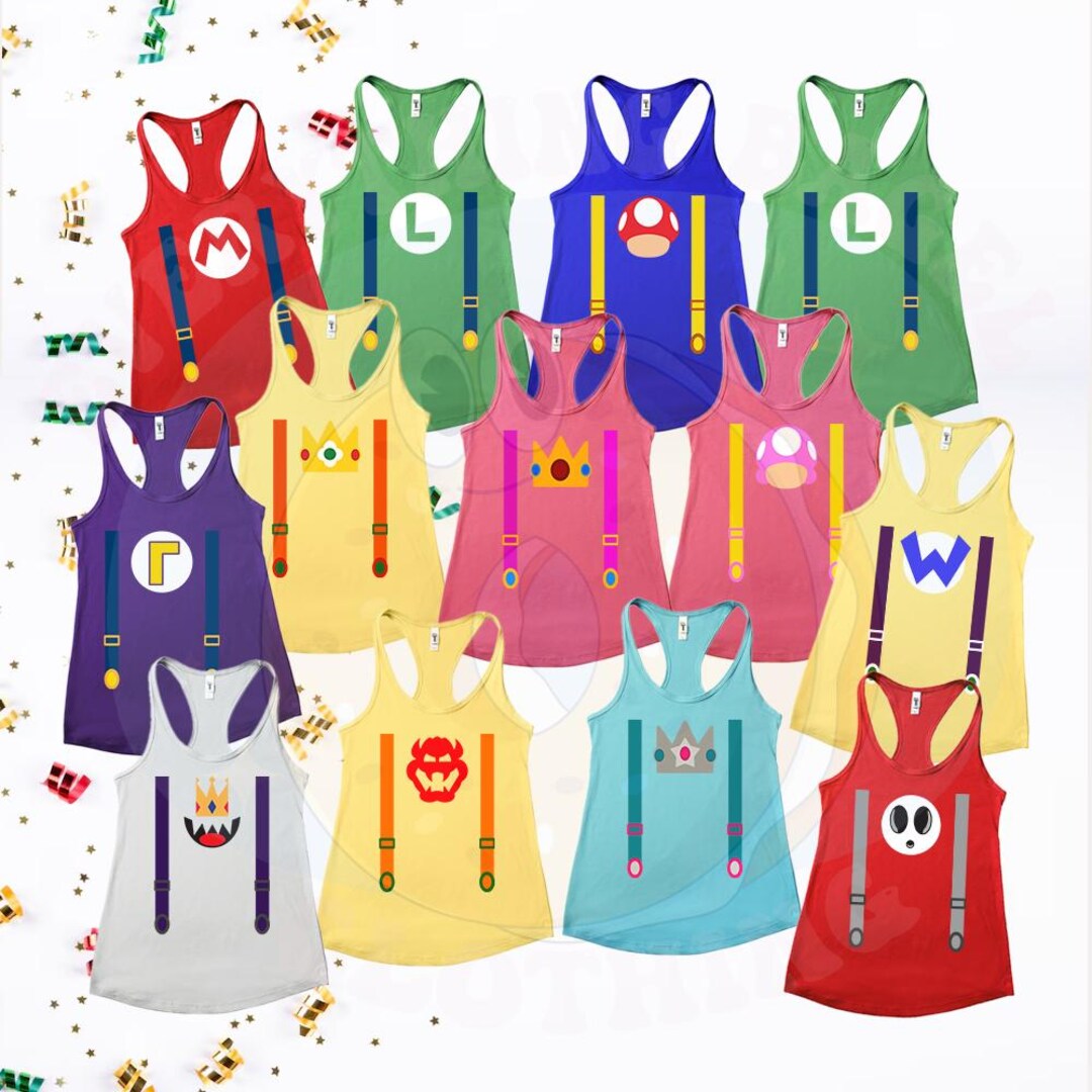 Mario and Friends Matching Costume Women's Tank, Fun Couple Cosplay ...