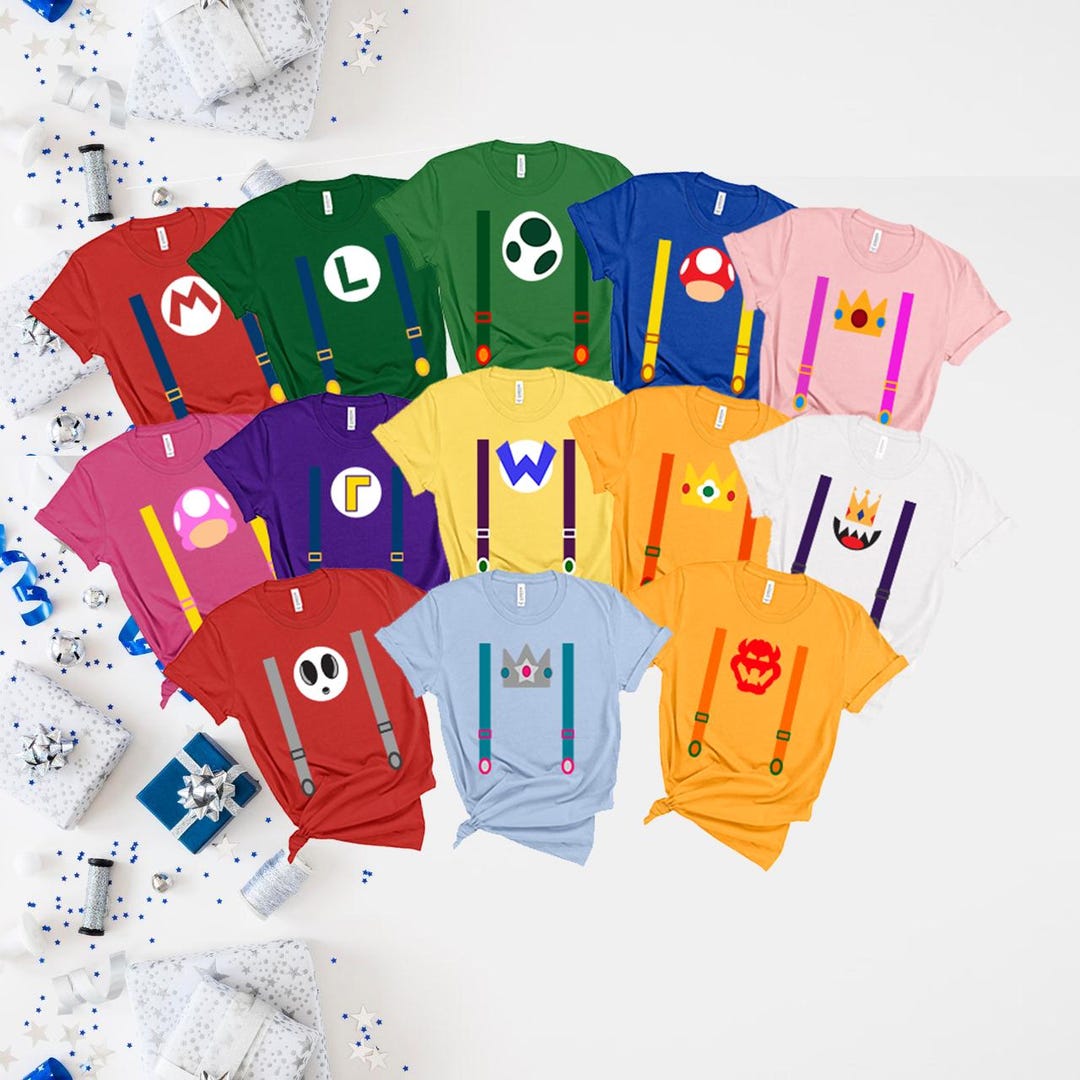 Mario and Friends Matching Costume Shirts, Fun Couple Cosplay Shirt ...