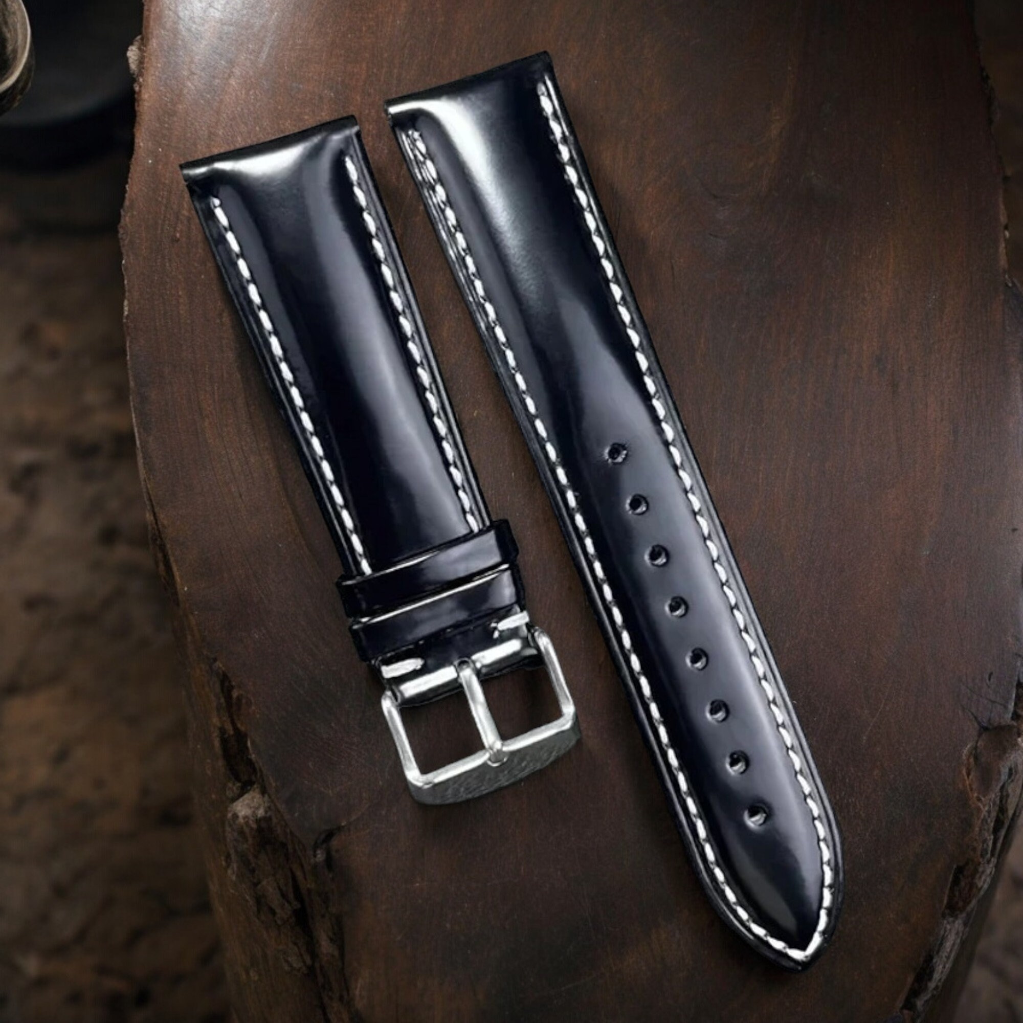 Premium Omega Black Cordovan Watch Strap - Handmade Luxury Strap for ...