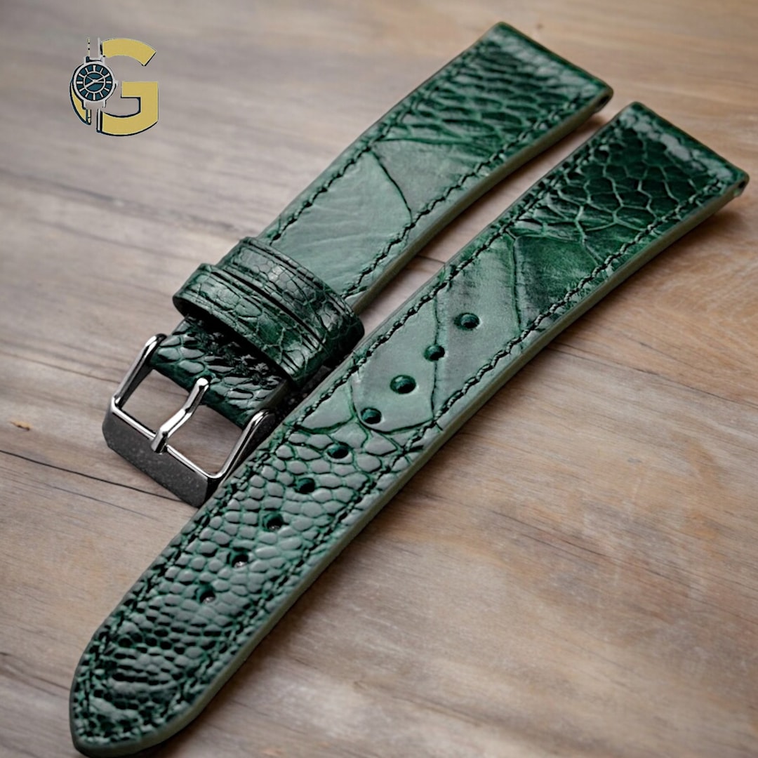 Handmade Green Ostrich Leather Watch Strap Premium Quality Straps in ...