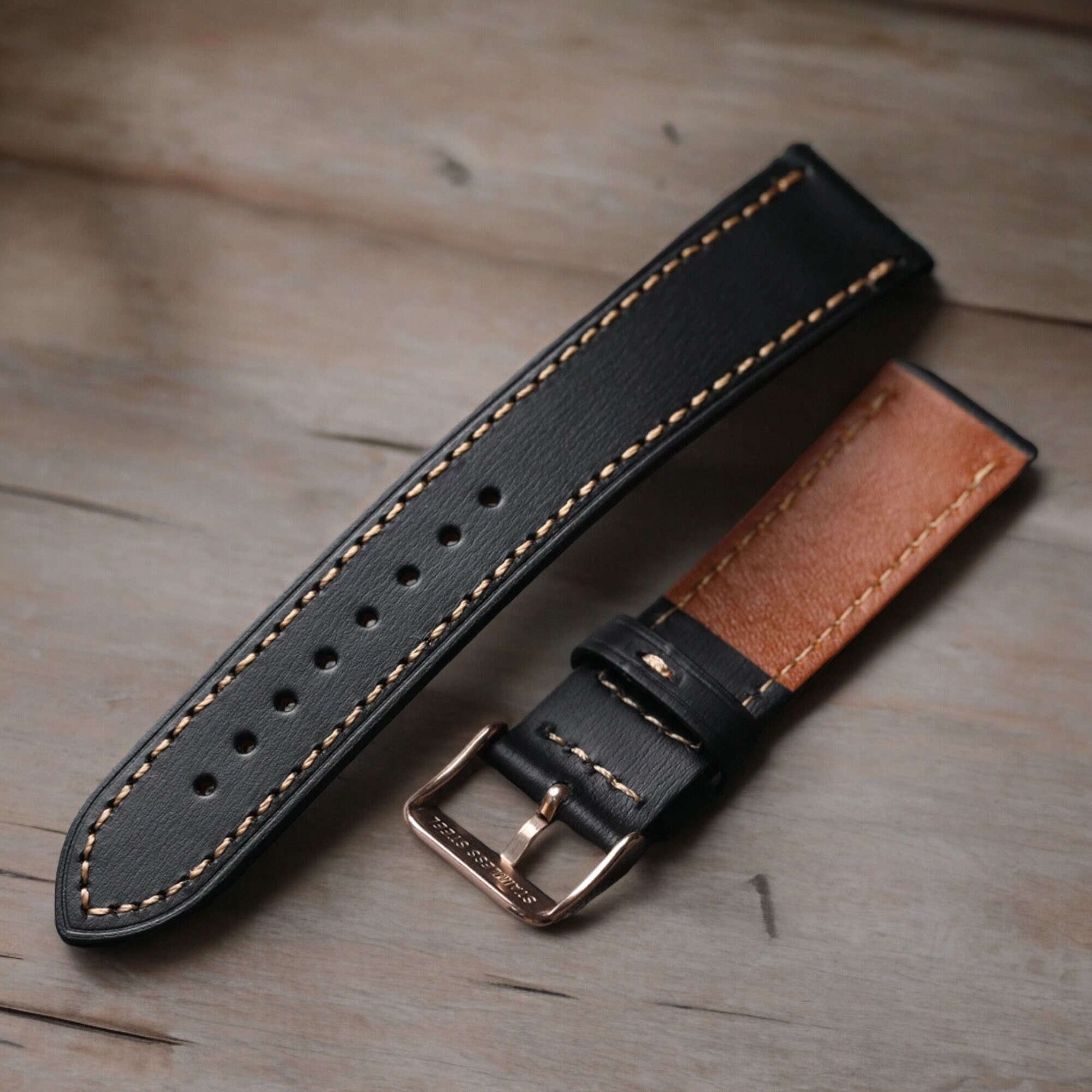 Butero Black Slim Leather Watch Strap for Men | Fashionable and Durable ...