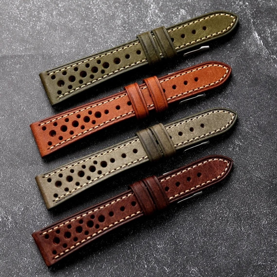Handmade Rally Racing Leather Watch Strap | Beautiful Strap, Sizes 18 ...
