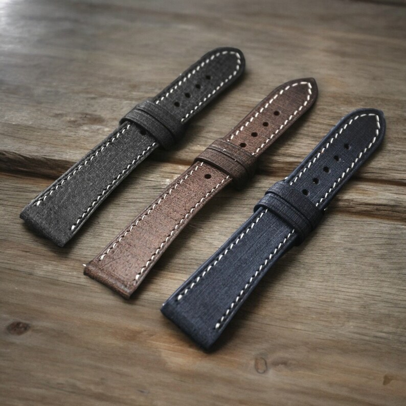 Handmade Leather Watch Strap - Available in 18mm, 19mm, 20mm, 22mm ...