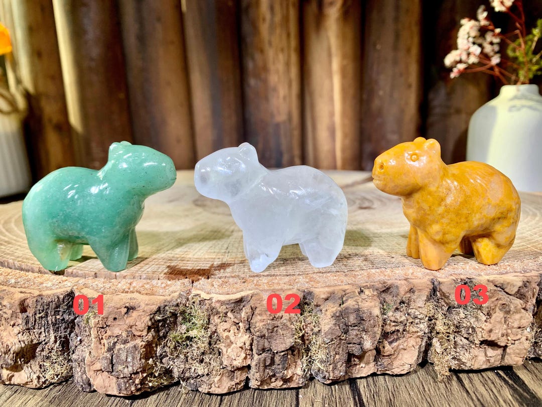 2 Inches Hand Carved Crystal Capybara Carving, Gemstone Dog Home Decor ...