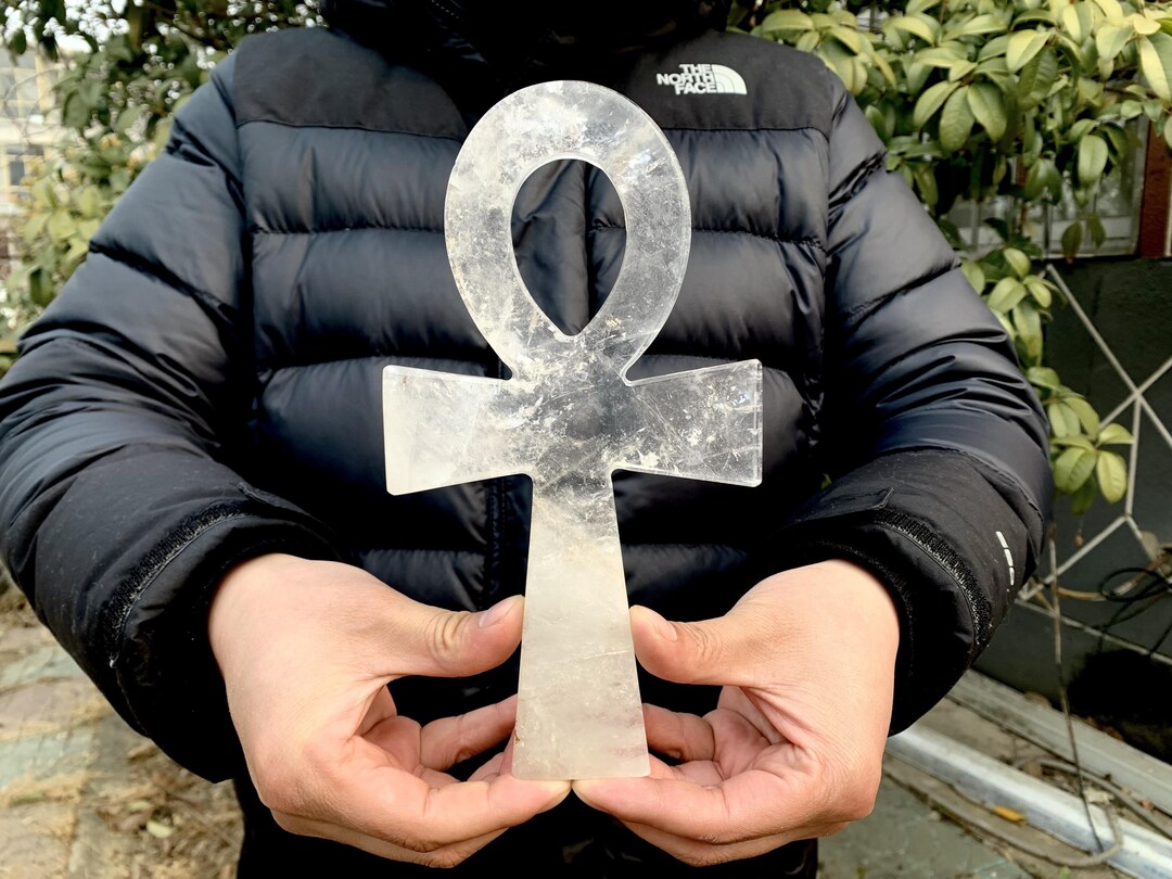 8" Large Natural Clear Quartz Ankr Cross Statue, Crystal Egypt ...
