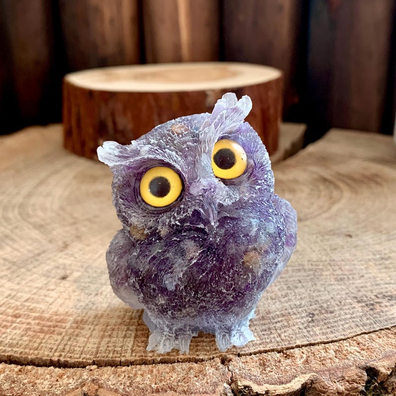 Natural Amethyst Owl - Etsy UK