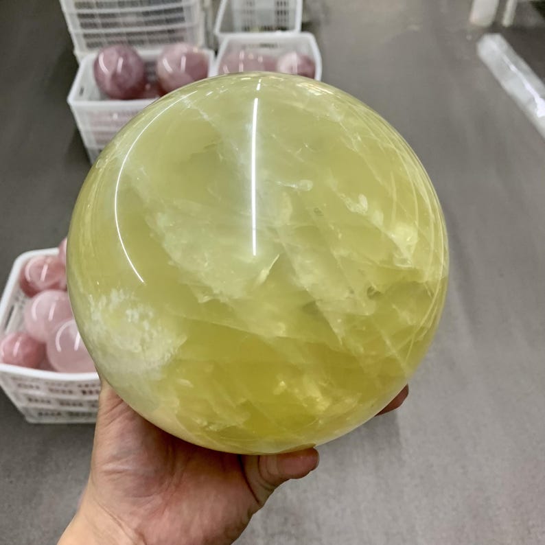 Huge Natural Citrine Divination Sphere, Lemon Yellow Crystal Sphere ...