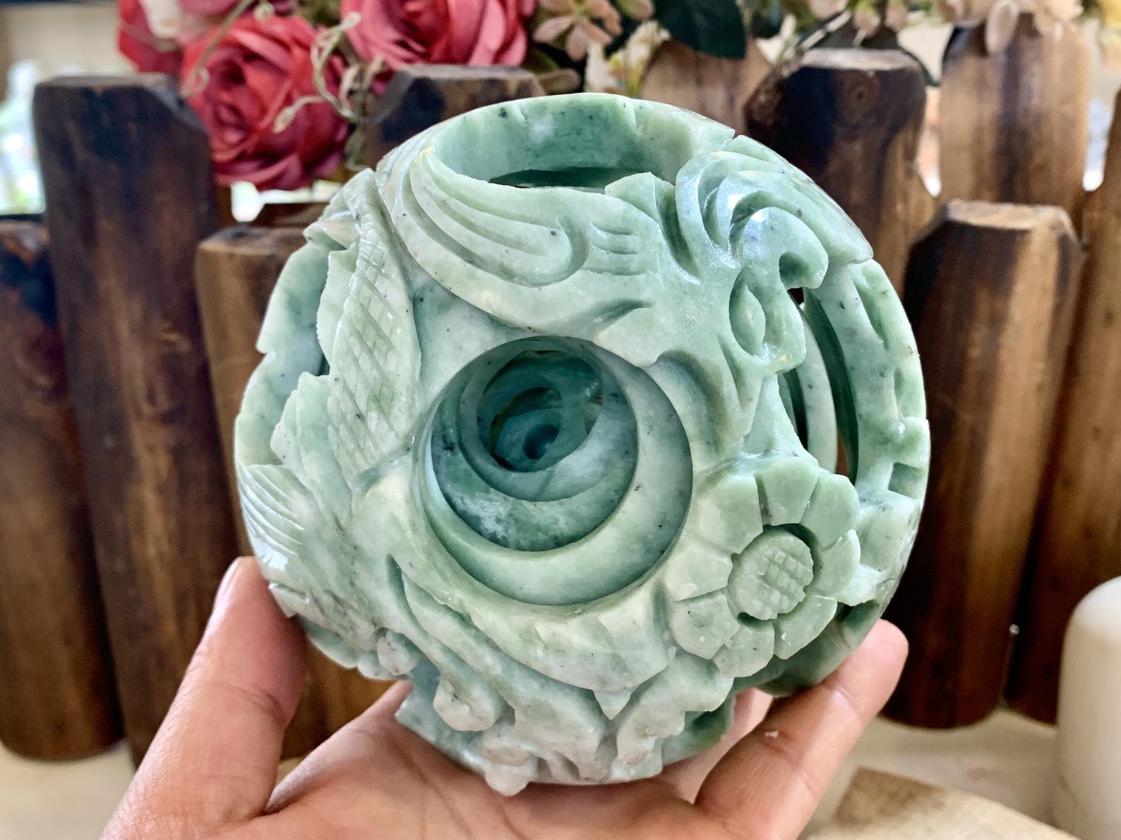 Amazing!! Natural Crystal Rotating Carved Hollow Sphere, Quartz Carving ...