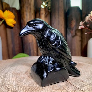 2" Natural Obsidian Ravens Crows Carving, Gemstone Birds Figurine Decor ...