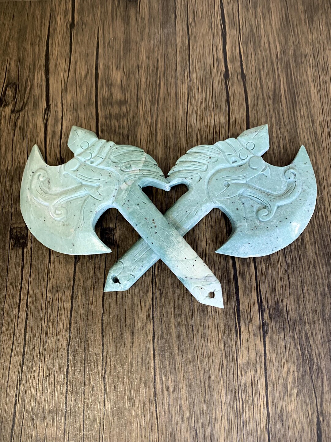 12" Large Crystal Axe Carving, Hand Carved Natural Quartz Battle-axe ...