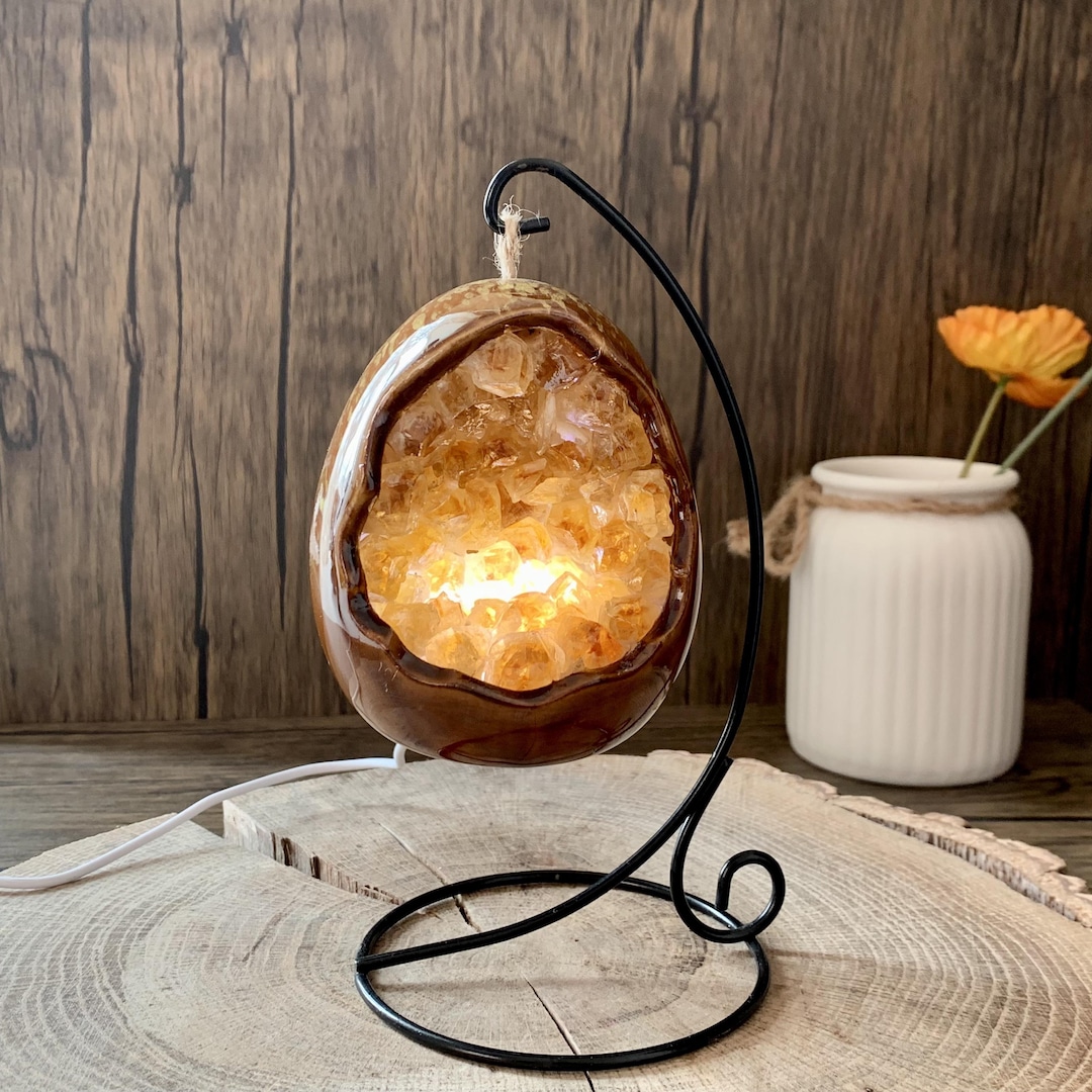 Rare!! 7.5" Natural Citrine Amethyst Aventurine Geode Cluster Lamp ...