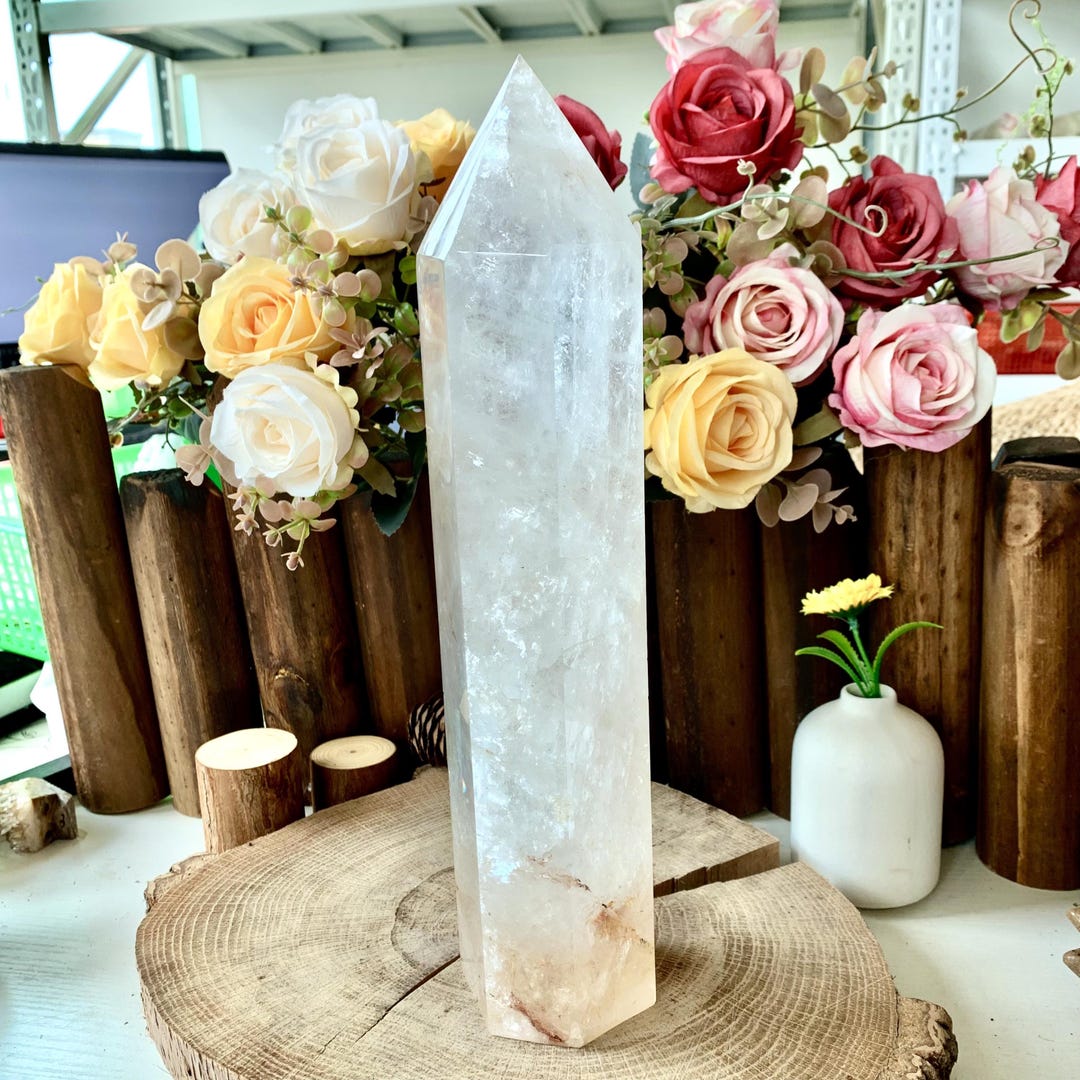Huge! 13"+6.3lb Natural Clear Quartz Obelisk With Rainbow, Original Big ...