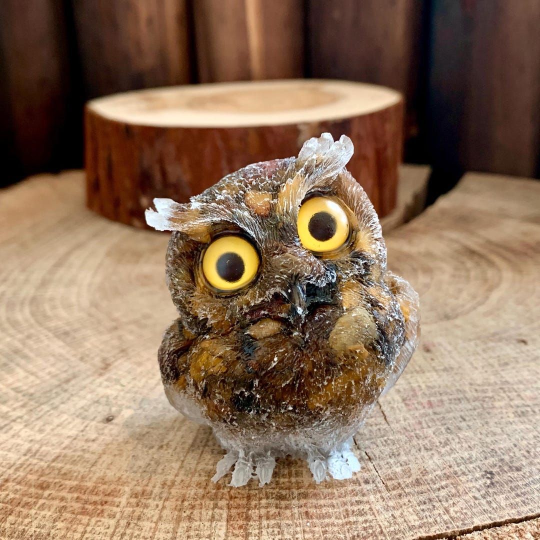 Lovely Crystal Owl Carving, Gemstone Birds Figurine Decor, Healing ...