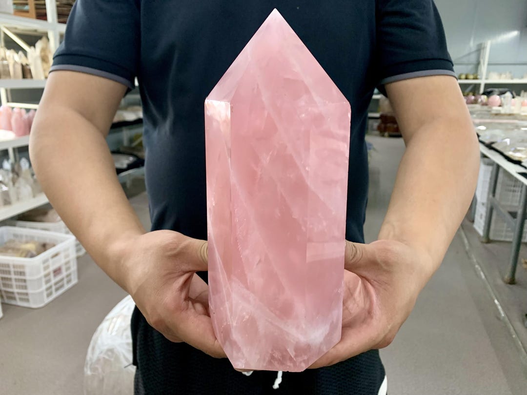 AAAA+ Large Natural Rose Quartz Obelisk, Pink Crystal Tower Home Decor ...