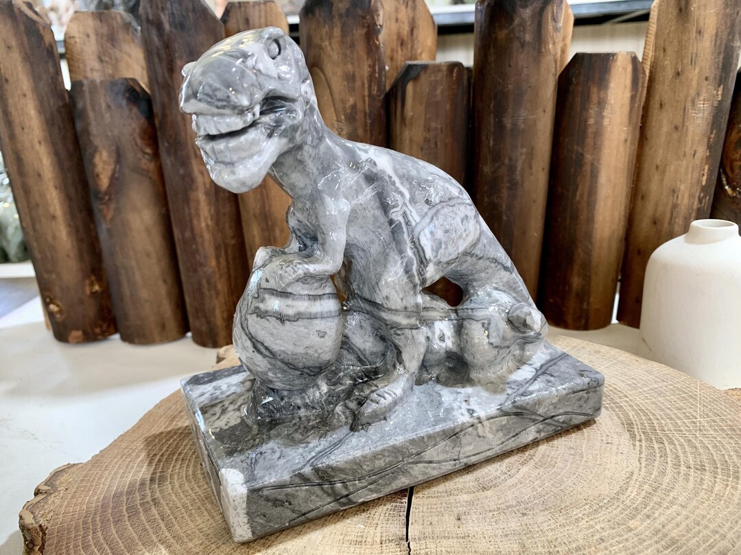 7" Large Natural Crystal Dinosaur Carving, Quartz Animal Figurine Decor ...