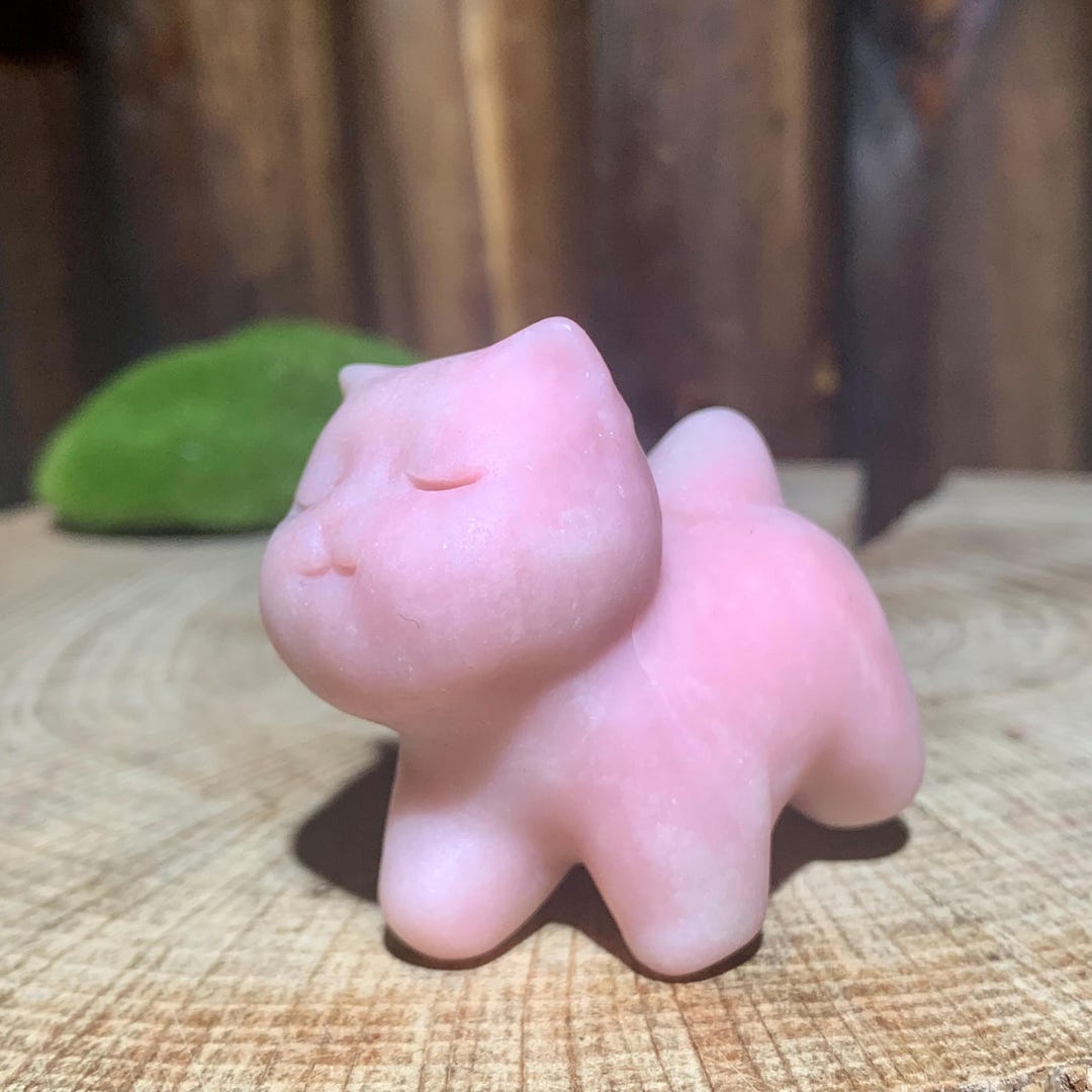 Gorgeous! Natural Pink Opal Cat Carving, Lovely Gemstone Cat Figurine ...