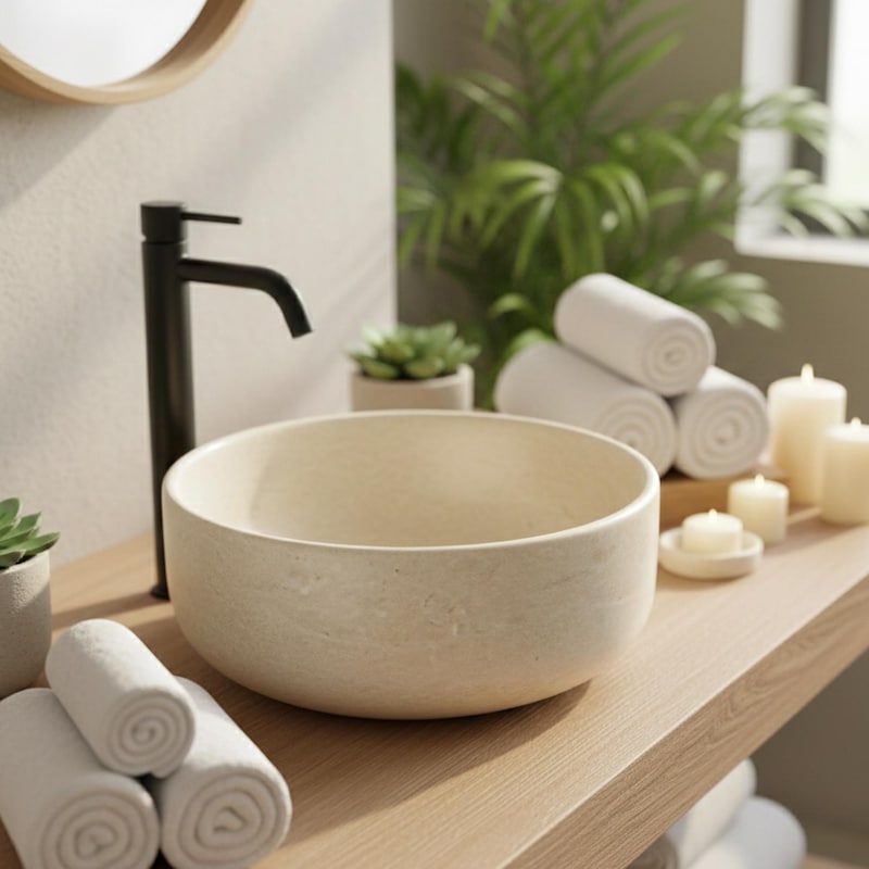 Cream Stone Vessel Sink - Etsy UK