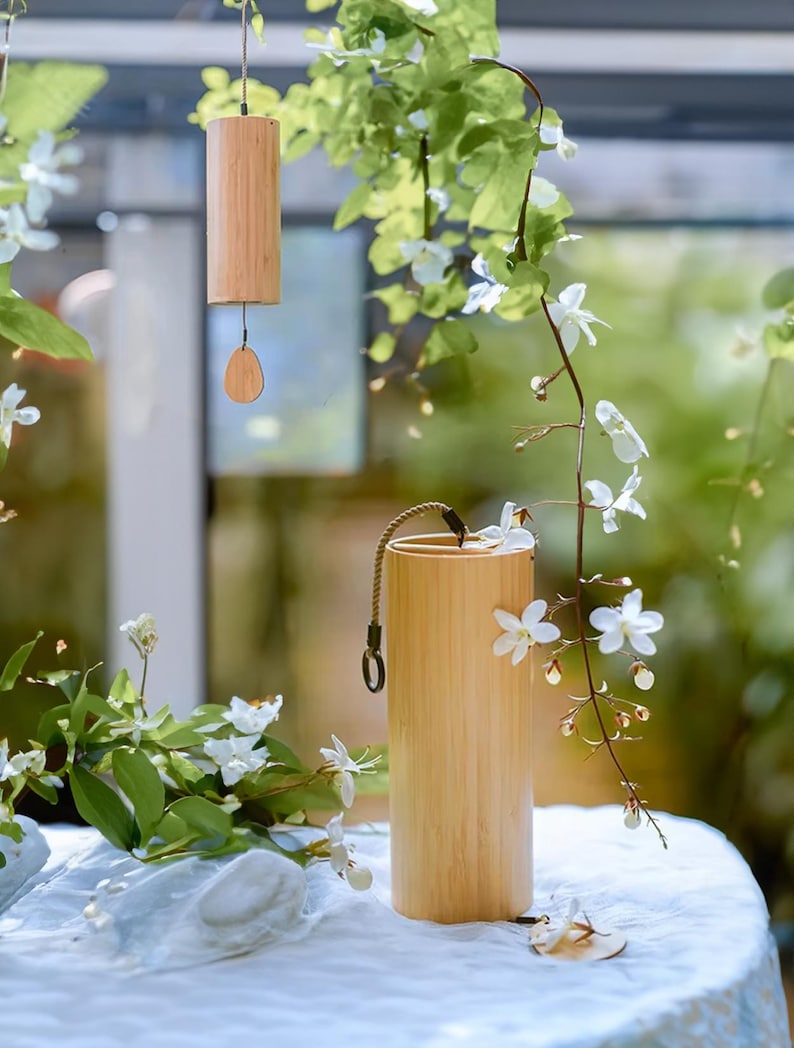 Handmade Bamboo Wind Chimes - Outdoor Garden Decor, 8-tone Melodies for ...