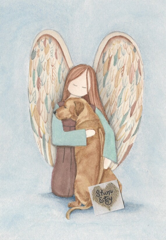 Rhodesian ridgeback with angel / Lynch signed folk art print | Etsy