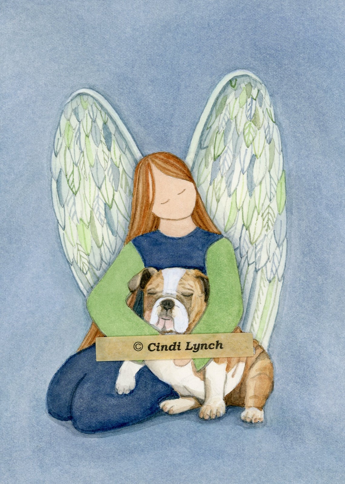 Bulldog With Angel / Lynch Signed Folk Art Print - Etsy