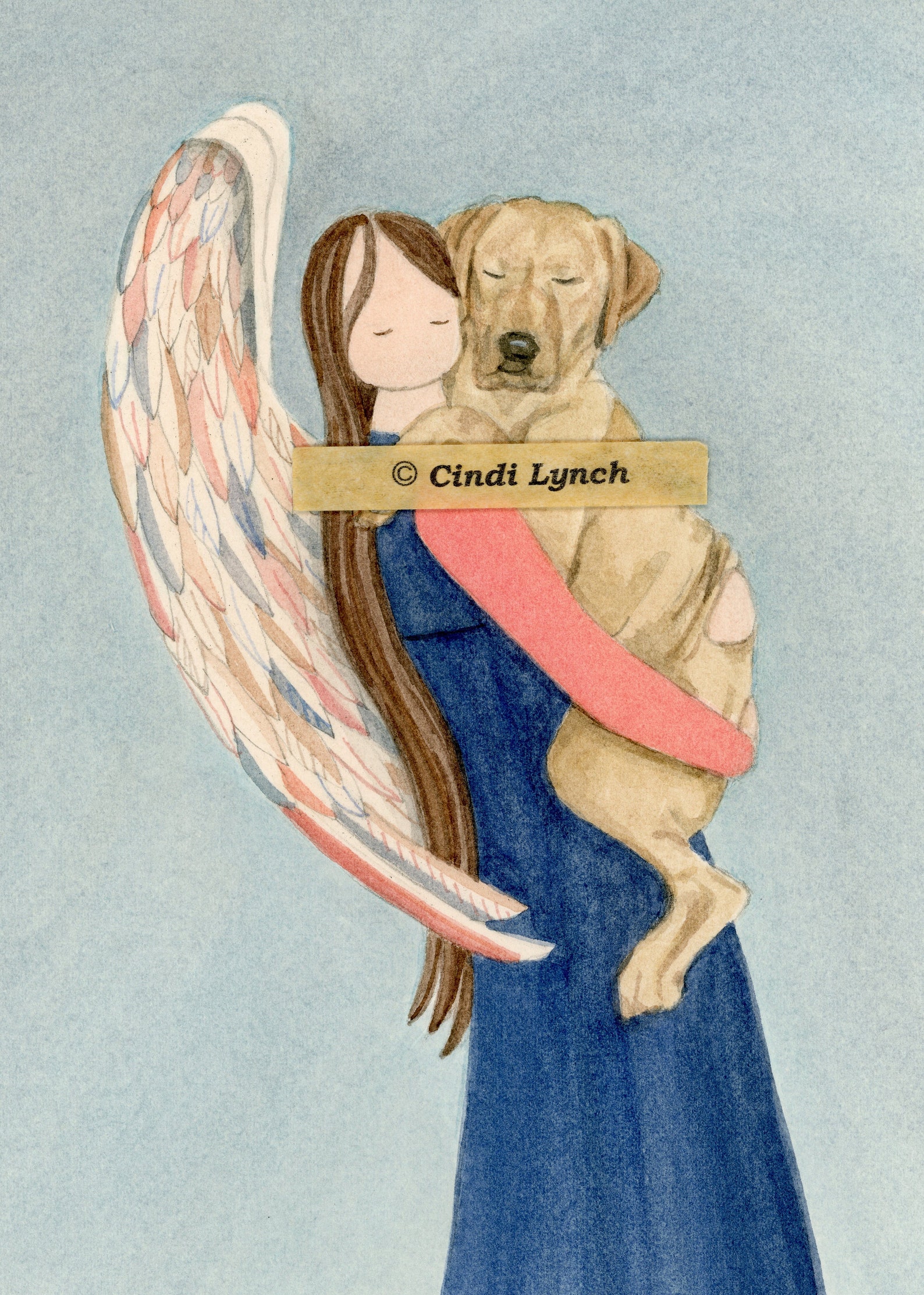 LARGER Yellow Lab labrador Retriever profile With Angel / - Etsy
