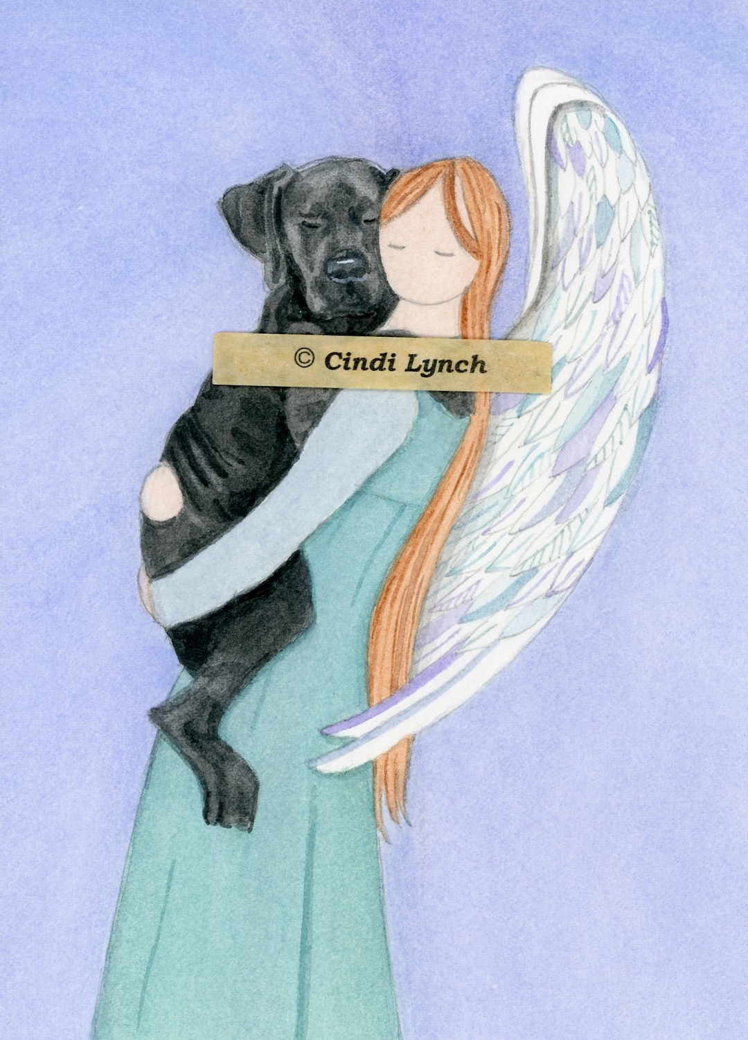 LARGER Black Lab (labrador Retriever) With Angel (profile) / Lynch ...