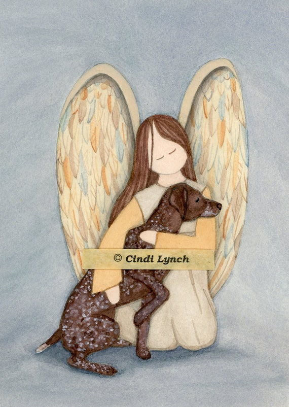 German Shorthaired Pointer With Angel / Lynch Signed Folk Art - Etsy
