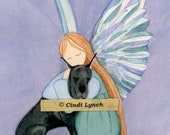 Angel and Black Great Dane / Lynch Signed Folk Art Print - Etsy