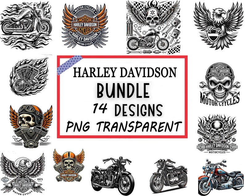 Harley Davidson Bundle 14 Designs Motorcycle Designs PNG Transparent ...