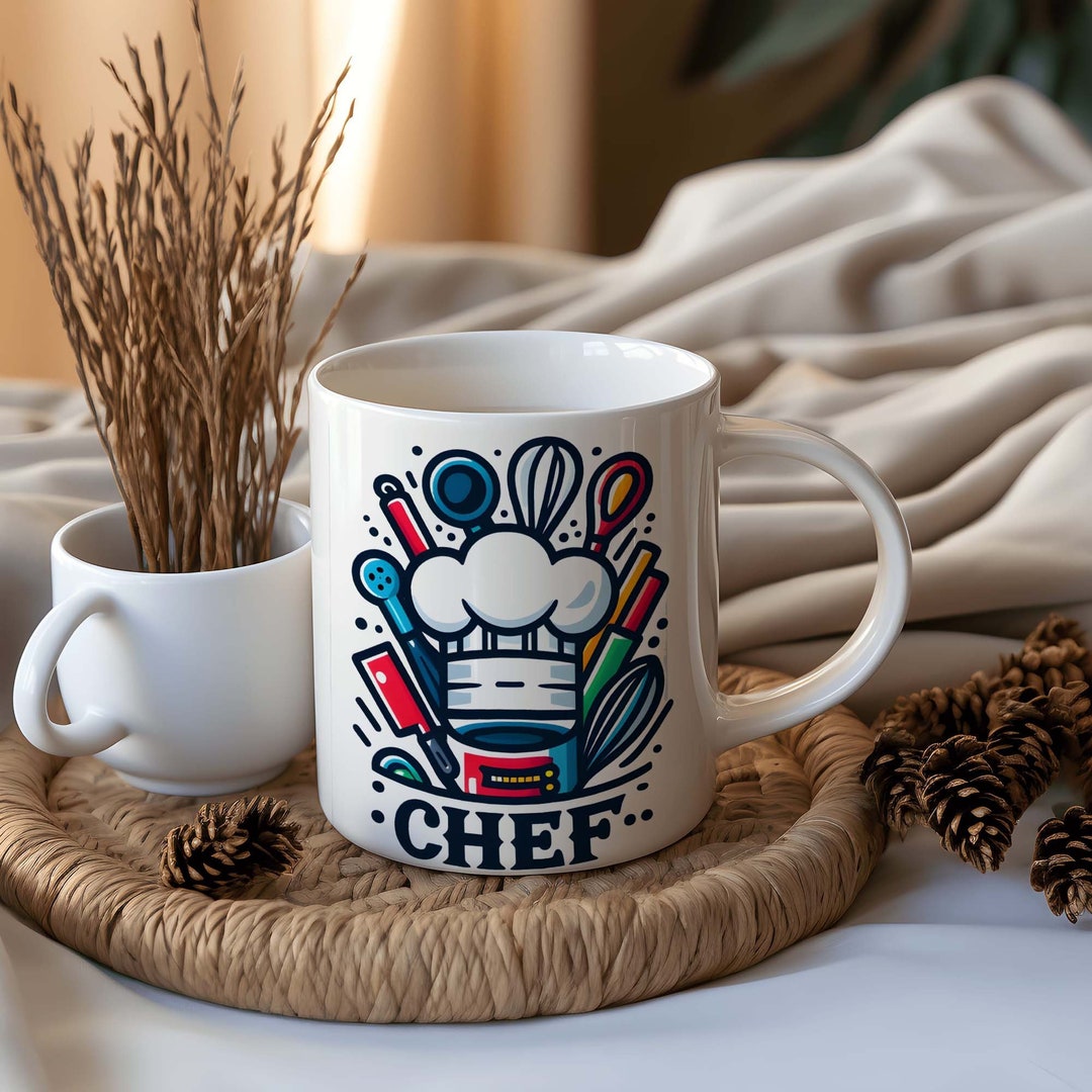 Coffee Mug With Kitchen Design Chef Mug Culinary Coffee Cup Fun Coffee ...