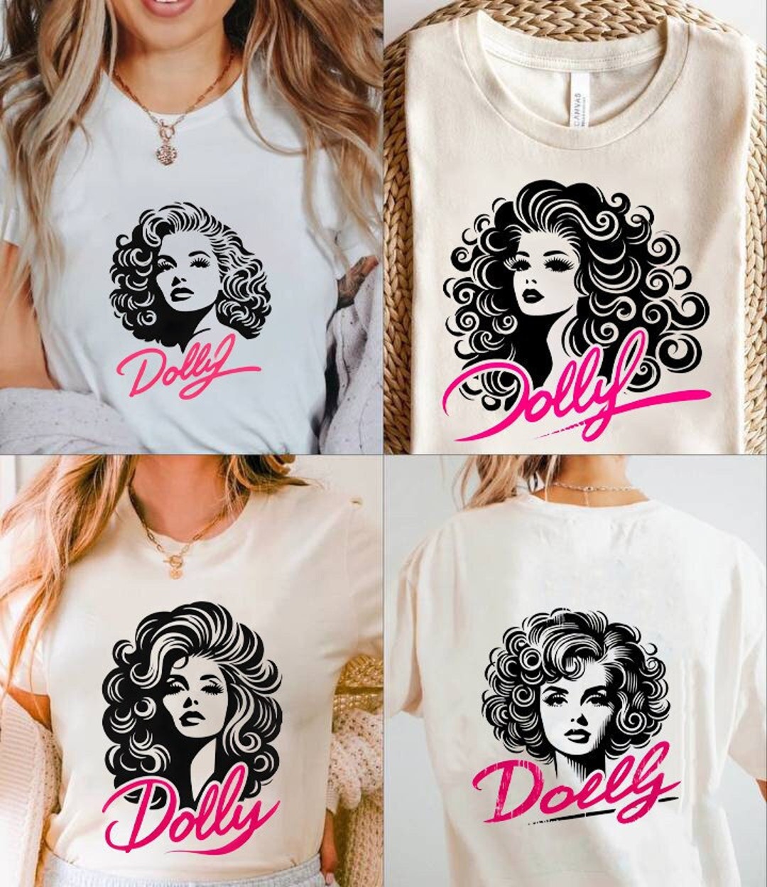 Dolly Parton PNG Digital File Trio T-shirt Design Bundle Retro Style ...