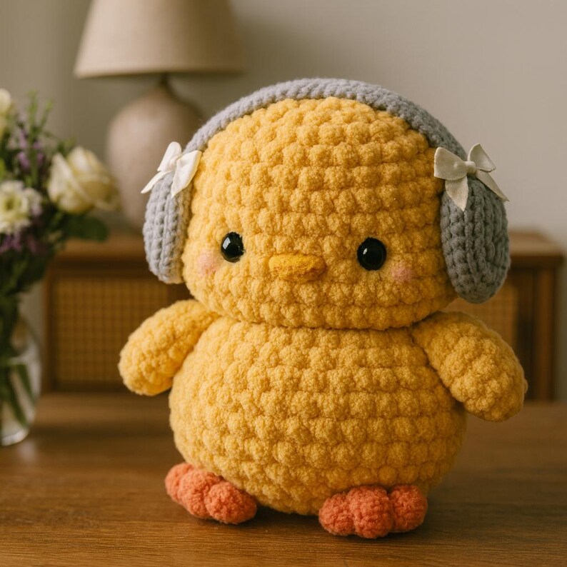 Crochet Duck Amigurumi Pattern With Earmuffs and Hat | Cute Plush Chick ...