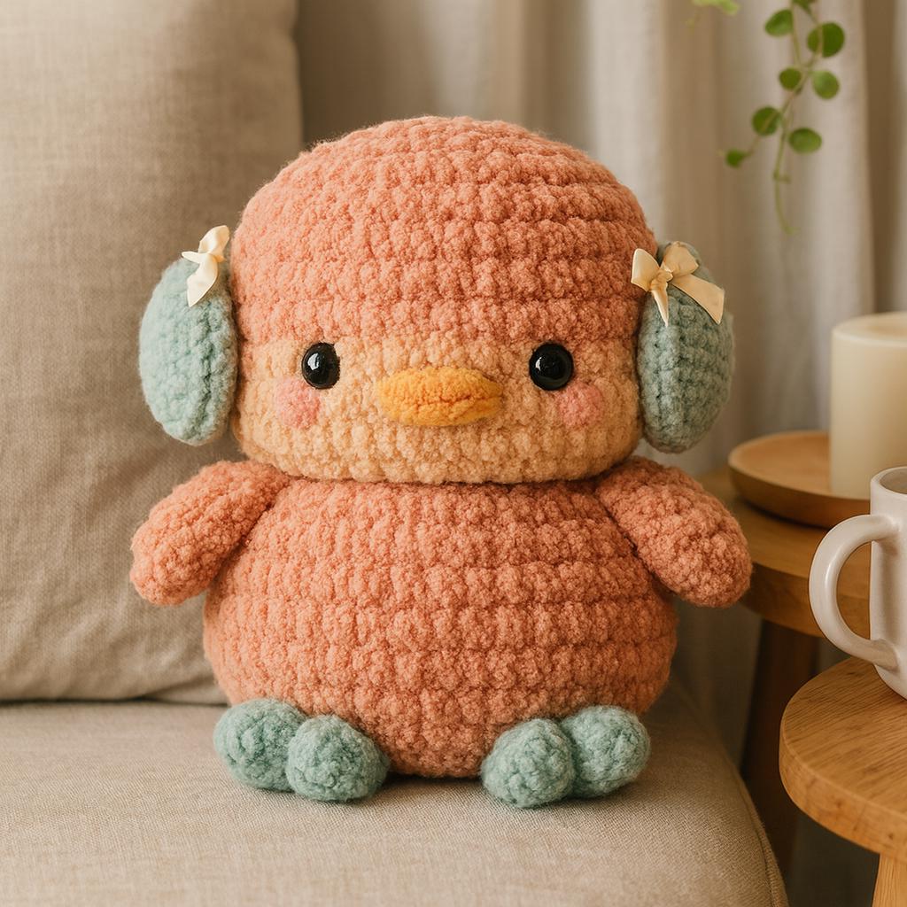 Crochet Duck Amigurumi Pattern With Earmuffs and Hat | Cute Plush Chick ...