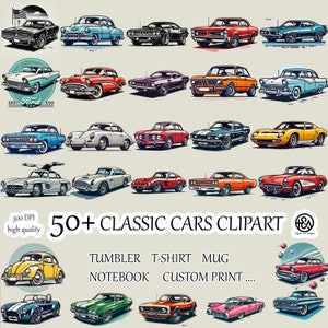 50 Classic Cars Clipart Collection Bundle High Quality Classic Cars ...